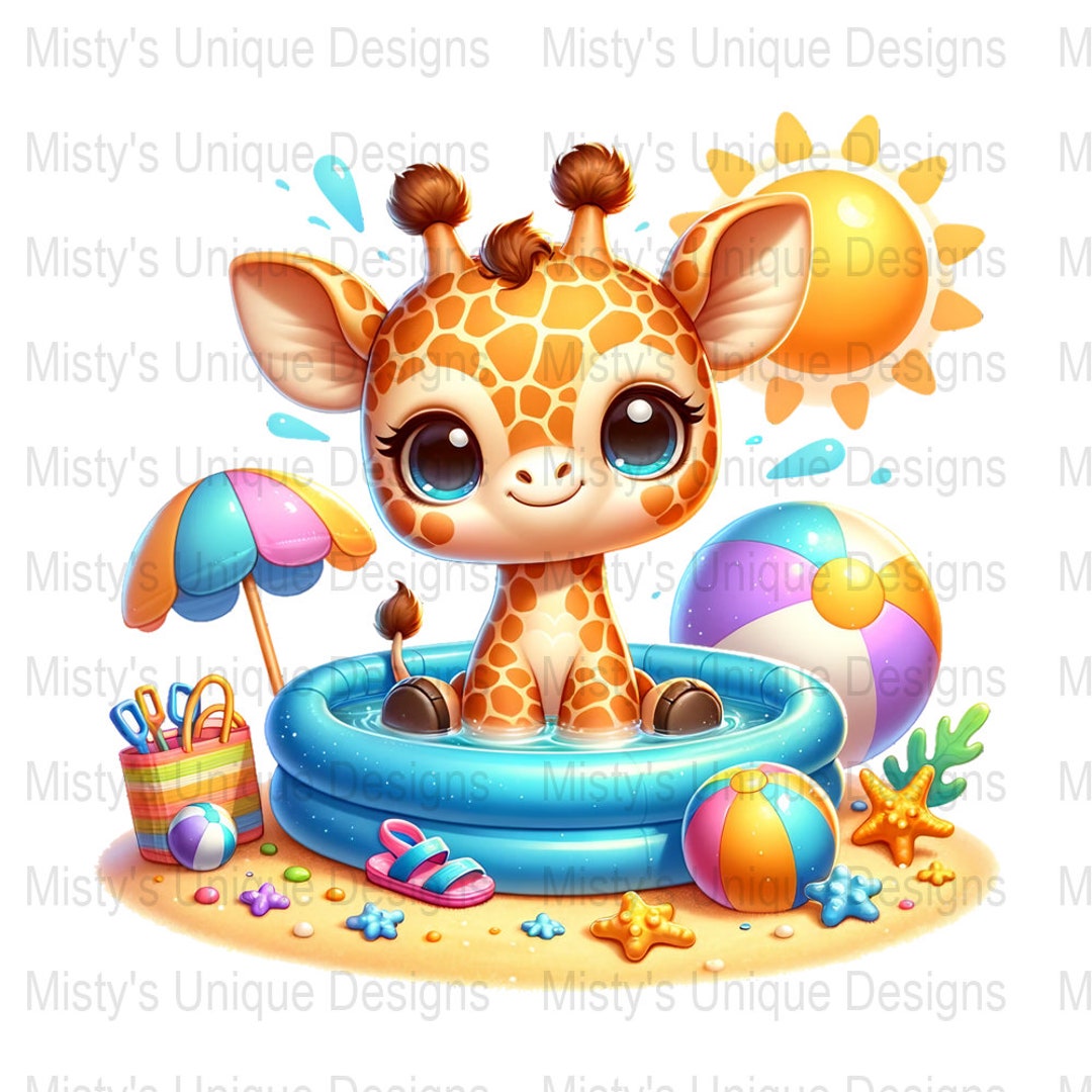 Baby Giraffe Pool Party Clipart, Nursery Decor (digital Download) - Etsy