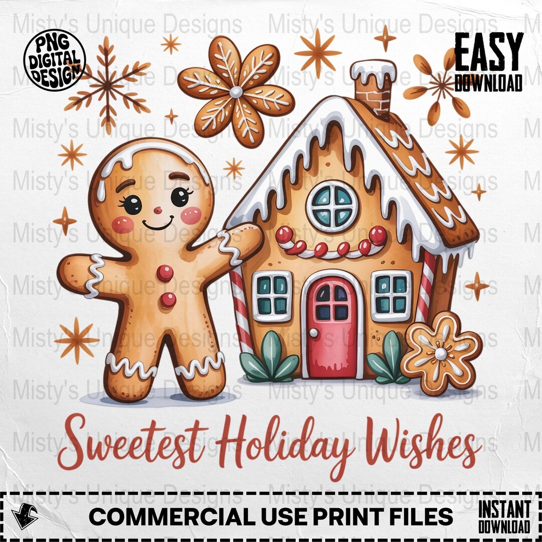 Christmas Clipart PNG, Gingerbread House Digital, Gingerbread Man ...