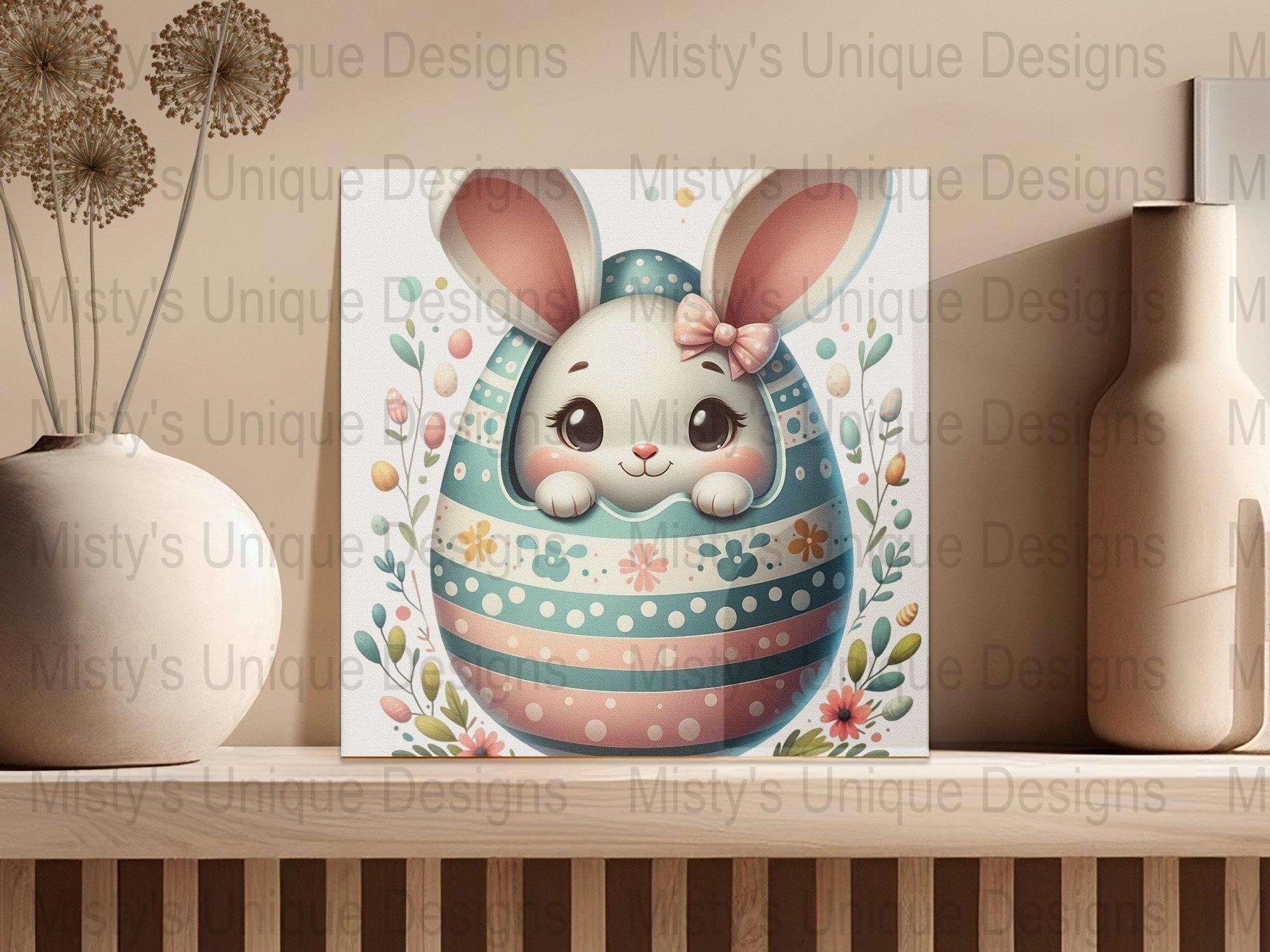 Easter Bunny Clipart, Cute Rabbit Digital Download, Pastel Egg ...