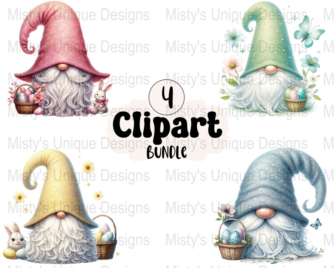Easter Gnome Set of 4 Clipart Pngs, Spring Digital Download, Gnome ...
