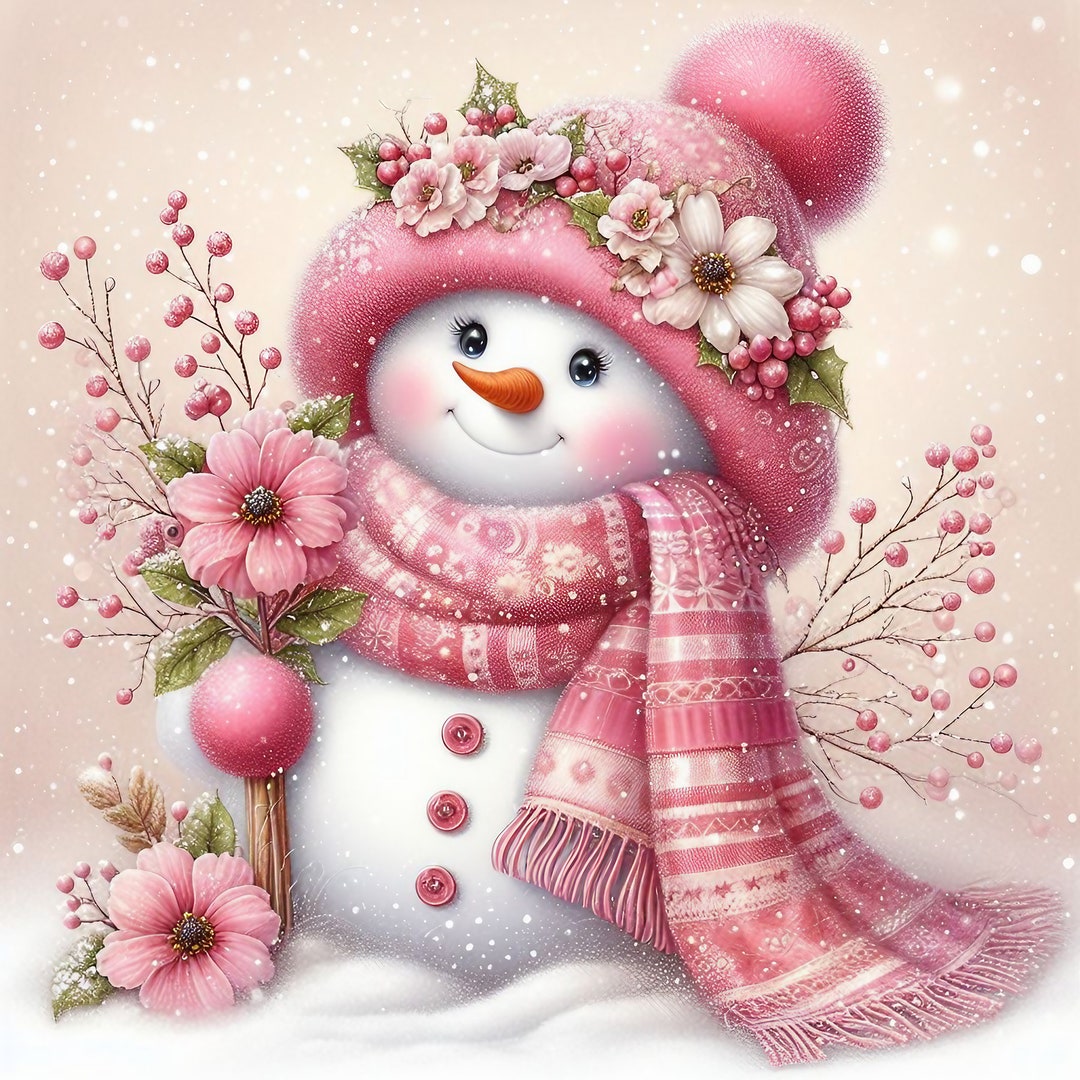 Cozy Pink Snowman Digital Paper PNG Digital Download - Etsy