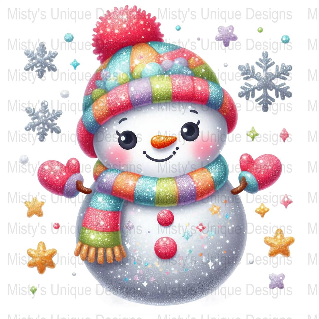 Cute Snowman Clipart PNG, Winter Digital Download, Christmas Snowflakes ...