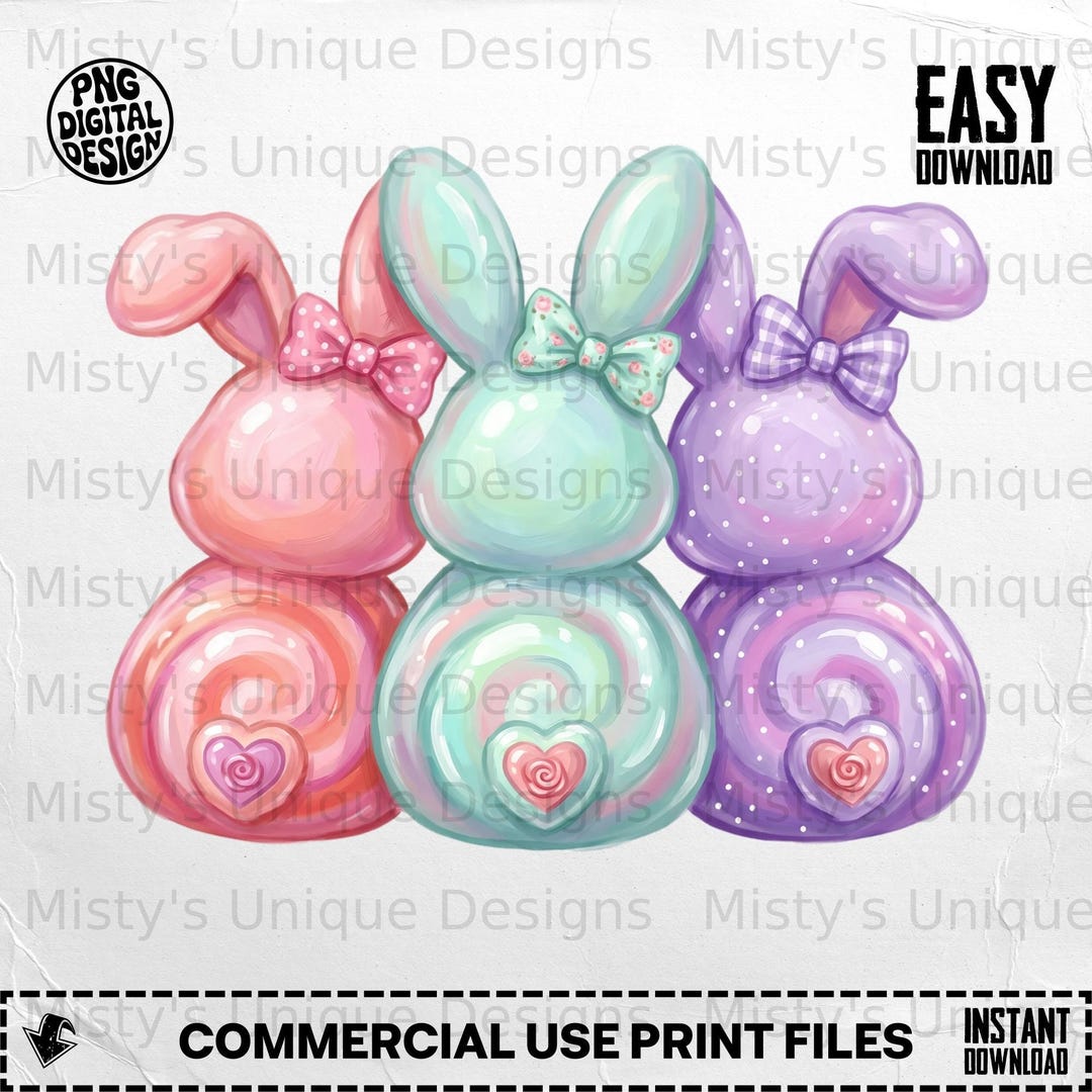 Bunny Candy Digital Download Clipart PNG, Cute Rabbit Art, Pastel ...