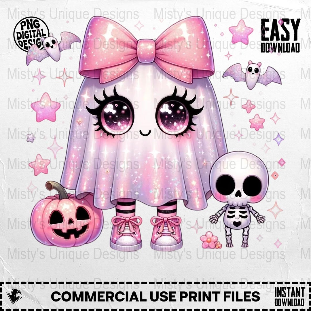 Kawaii Pink Ghost Clipart, Spooky Season PNG (digital Download) - Etsy