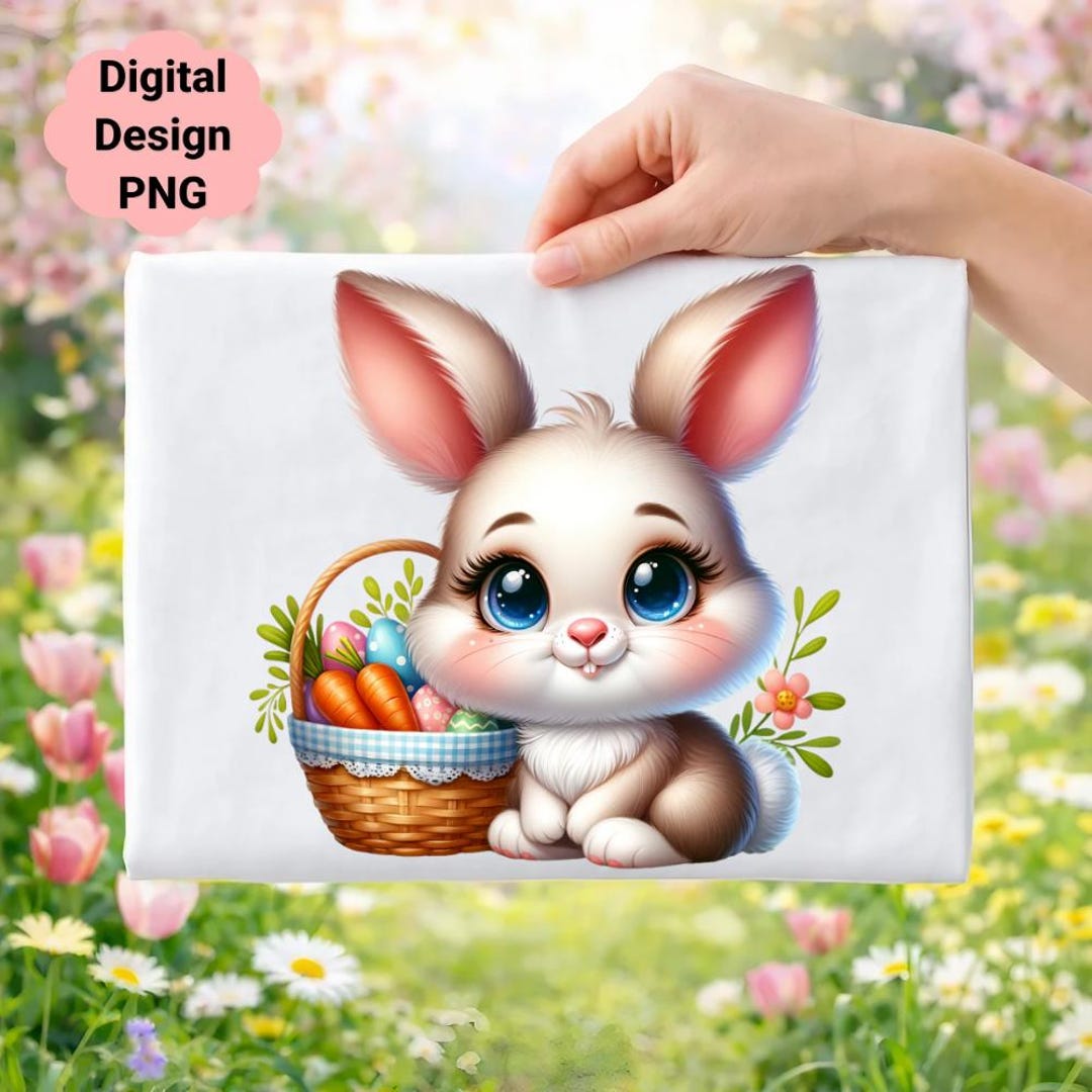 Buy Easter Bunny Clipart, Spring Rabbit With Carrots, Eggs (digital ...