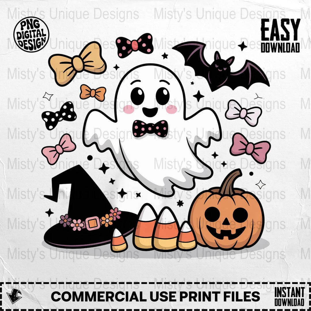 Cute Halloween Clipart, Digital Download PNG, Ghost Bat Pumpkin Witch ...