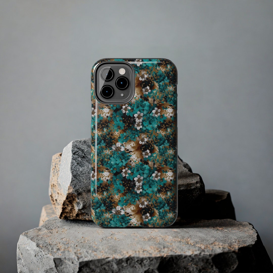 Cowhide and Floral Print Pattern Design Phone Case Compatible With a ...