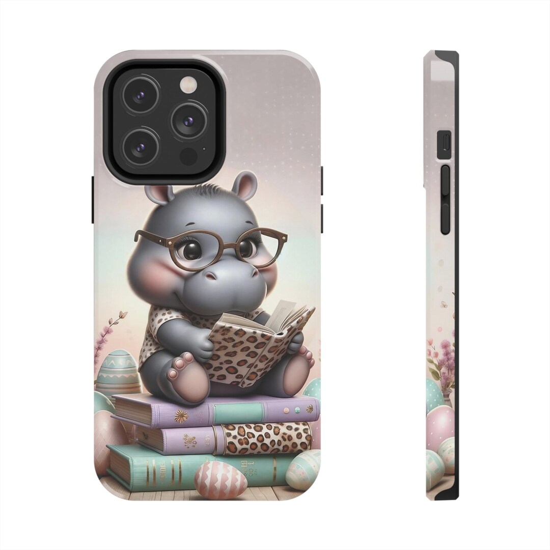 Cute Hippo Reading A Book Easter Digital Print Design Tough Phone Case ...