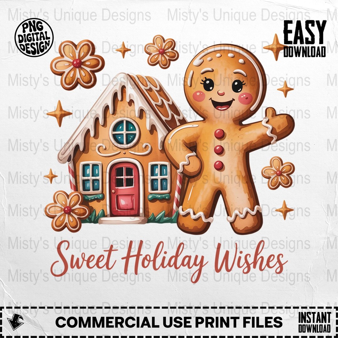 Gingerbread Clipart PNG, Holiday Digital Download, Christmas Cookie Art ...