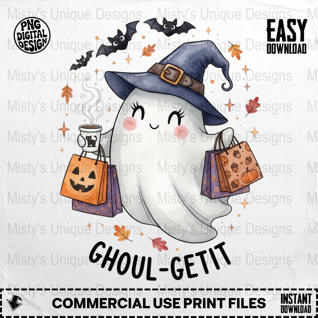 Ghoul Getit Digital Download Clipart PNG, Cute Ghost Art, Halloween ...