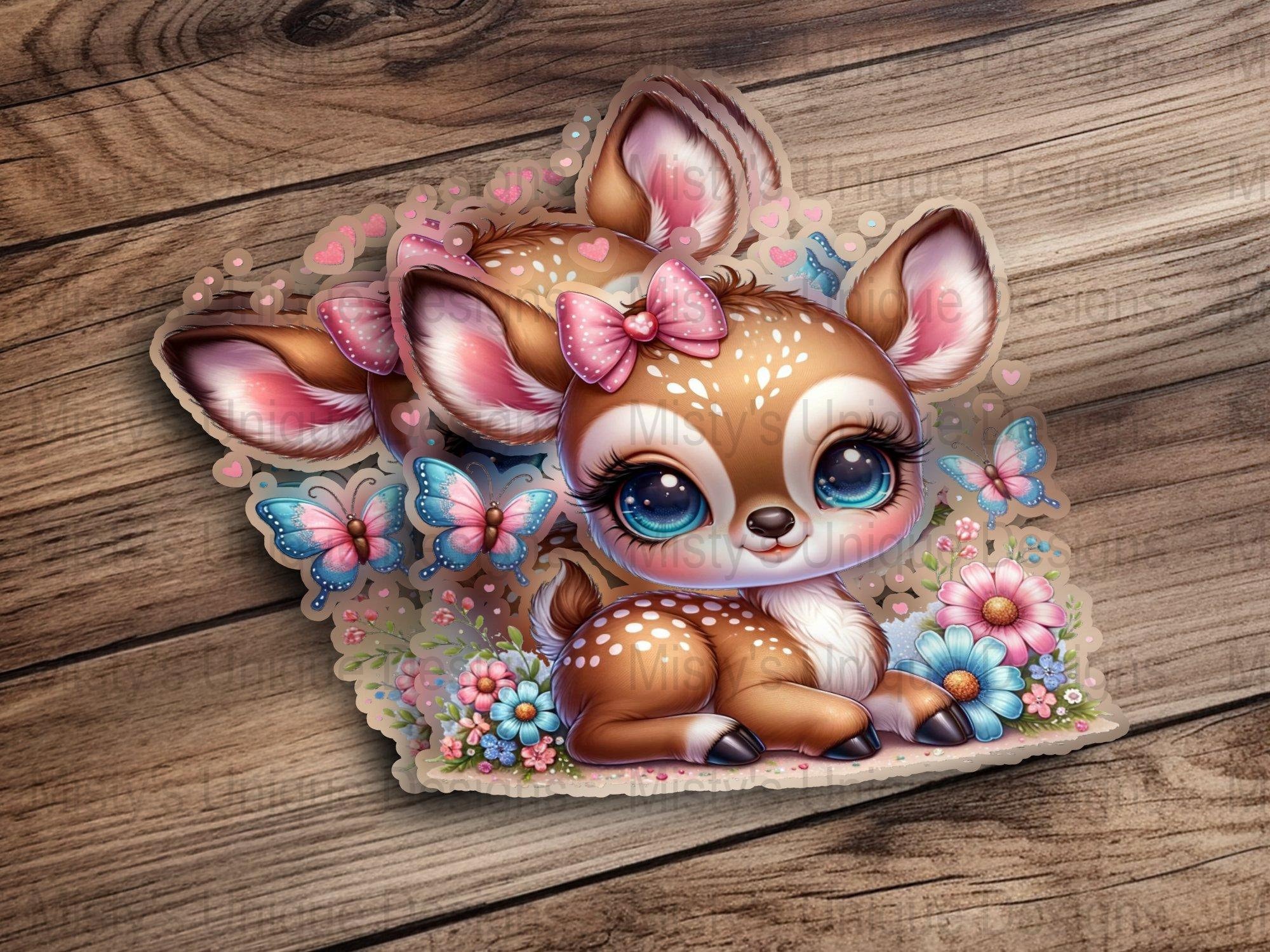 Cute Baby Deer Clipart, Floral Fawn PNG, Digital Download, Kawaii ...