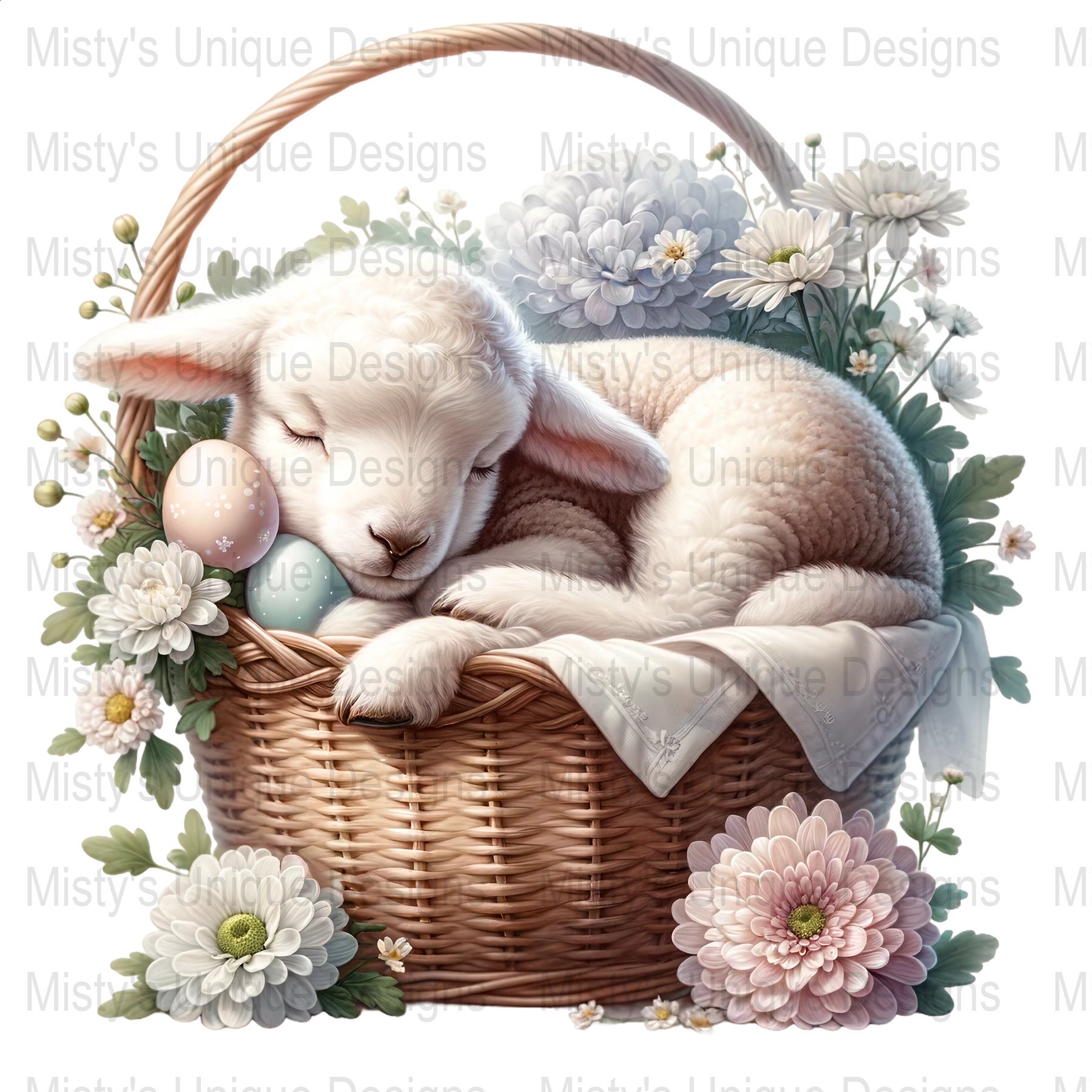 Spring Lamb Clipart, Easter Basket Digital Download, Cute Lamb PNG ...