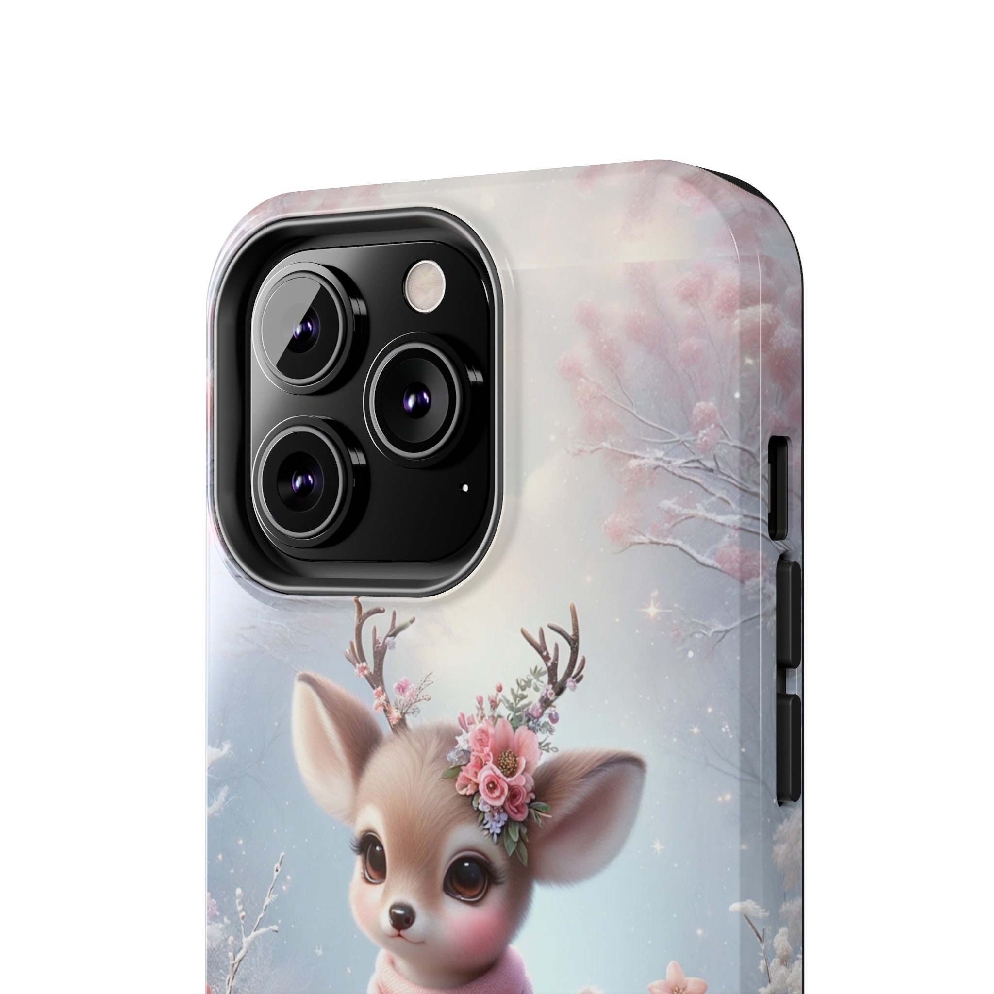 Cute Deer Winter Scene Pattern Design Tough Phone Case Compatible With ...