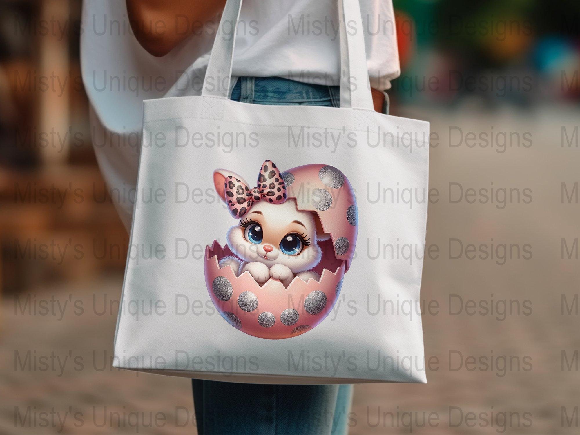 Cute Bunny in Egg Clipart, Pink Polka Dot Easter PNG, Digital Download ...