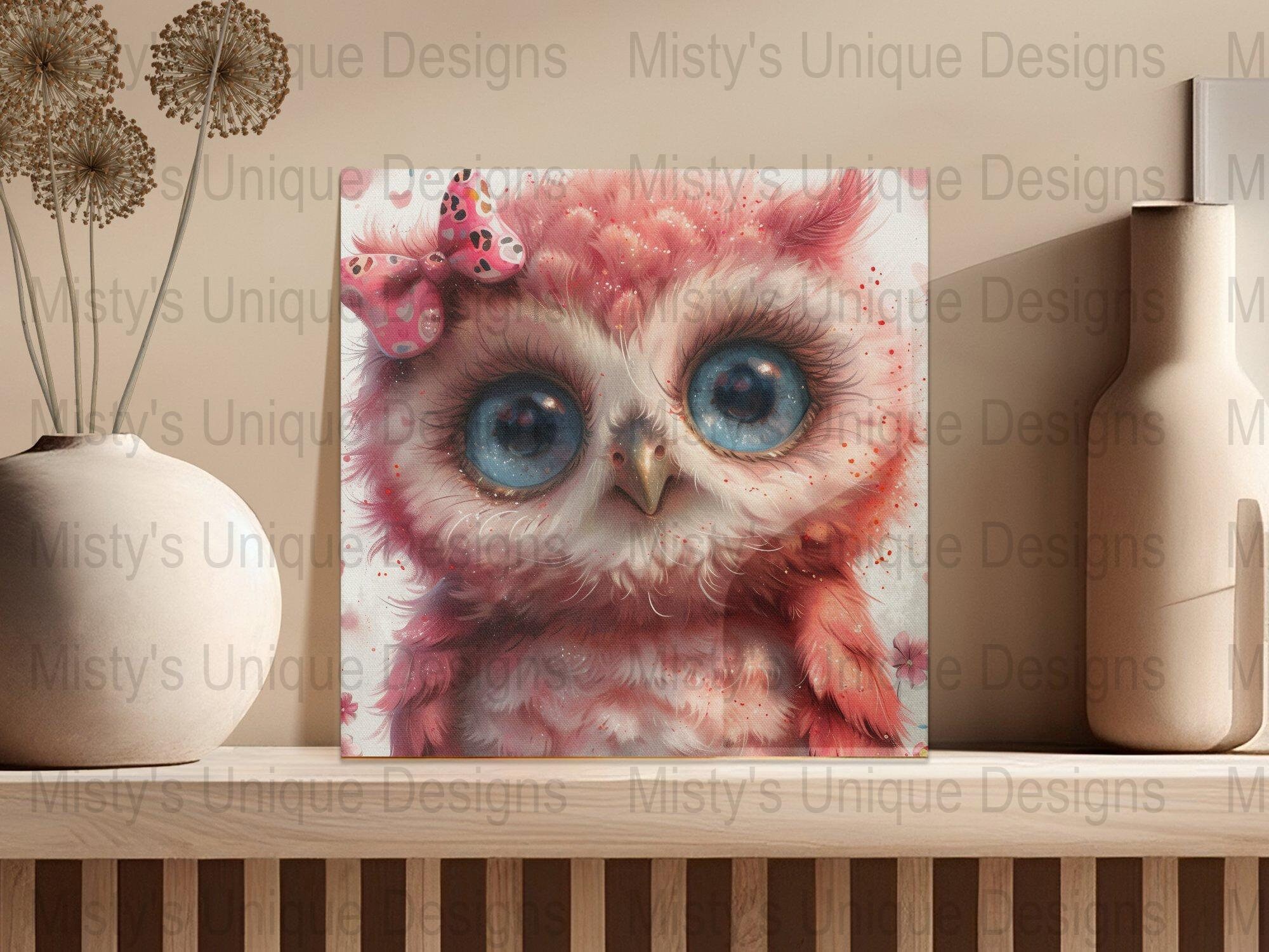 Cute Pink Owl Digital Paper, Printable PNG Download, Whimsical Animal ...
