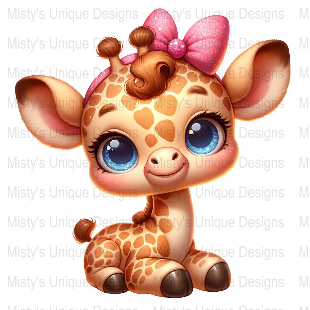 Cute Giraffe Clipart, Digital Download PNG, Adorable Animal ...