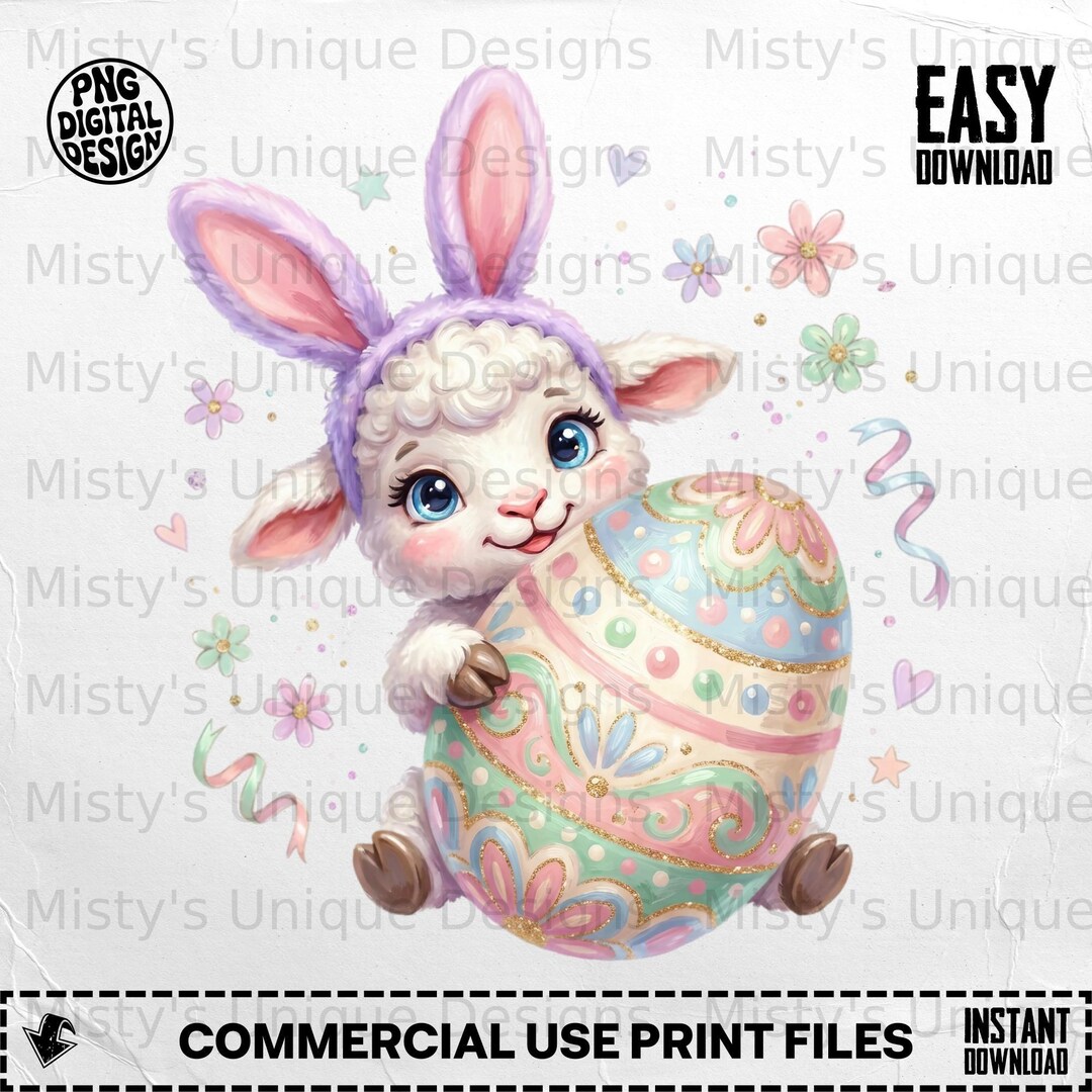Easter Lamb Clipart PNG, Bunny Ears, Animal Illustration (digital ...