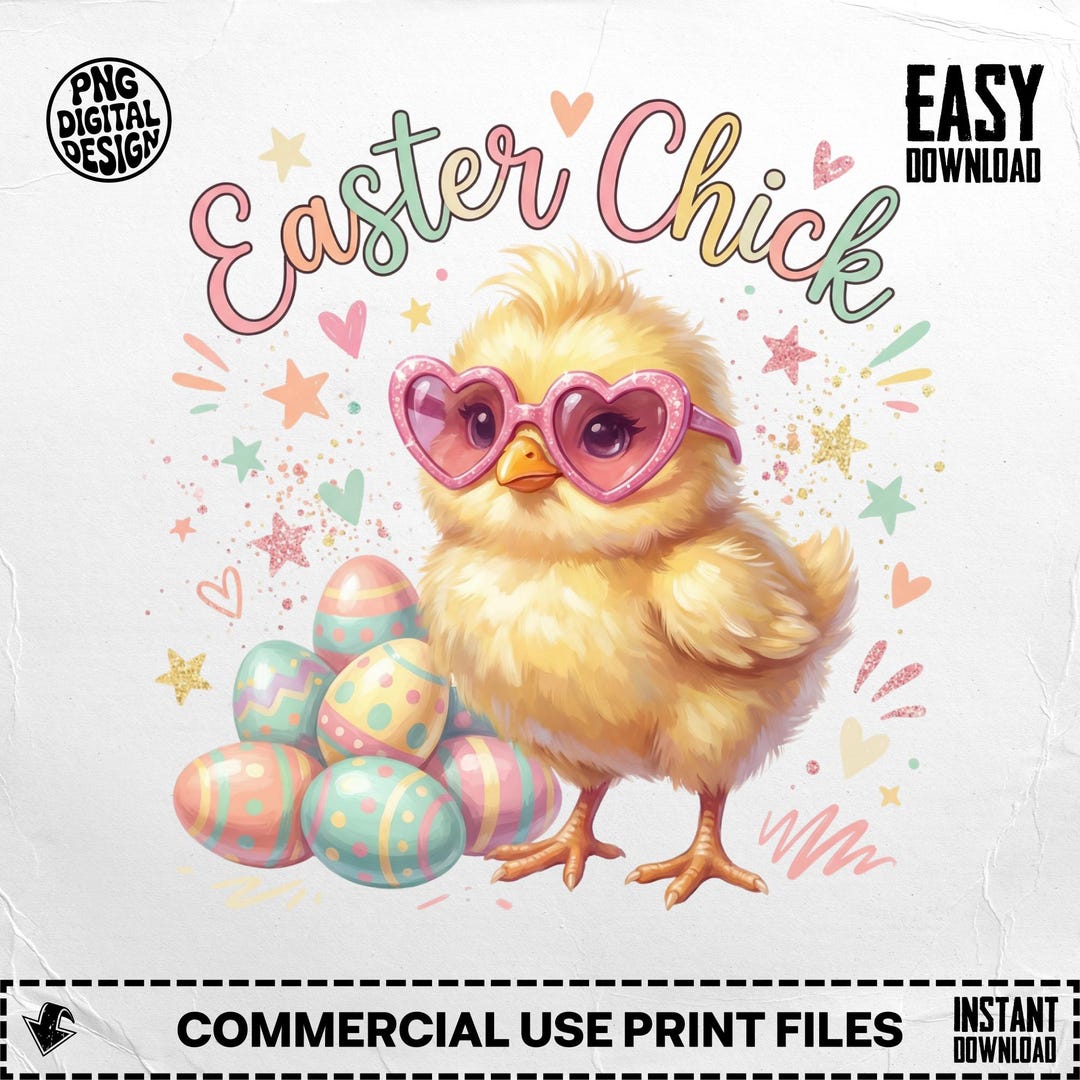 Easter Chick Clipart, Digital Download, PNG, Cute Chick With Glasses ...