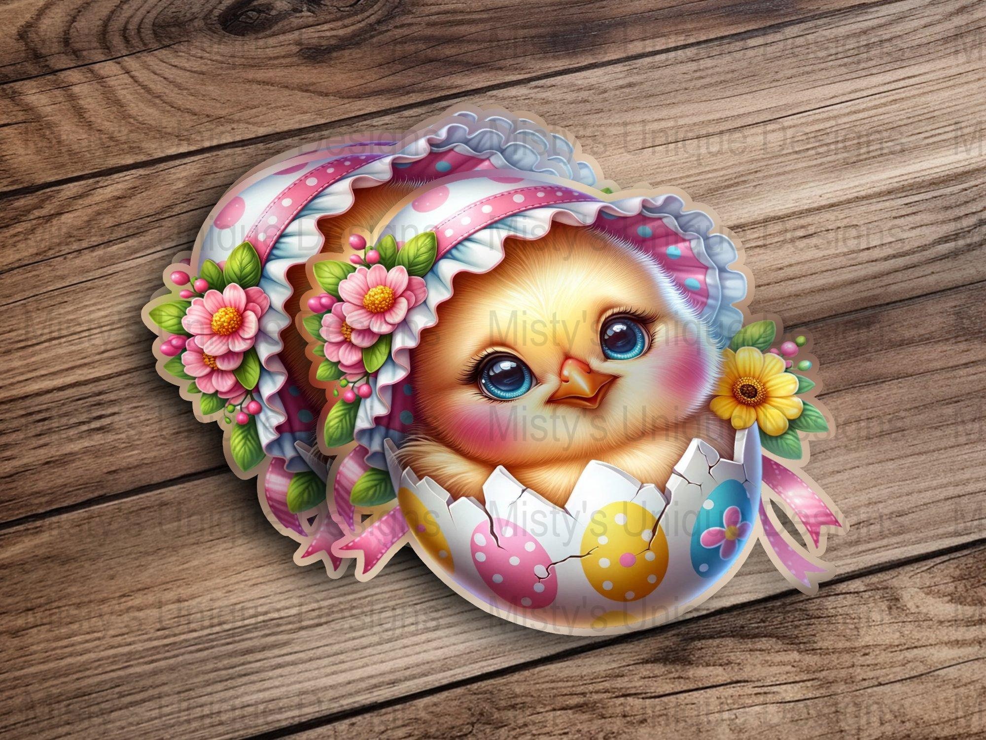 Cute Chick in Egg Clipart, Digital Download, Easter PNG, Floral Spring ...
