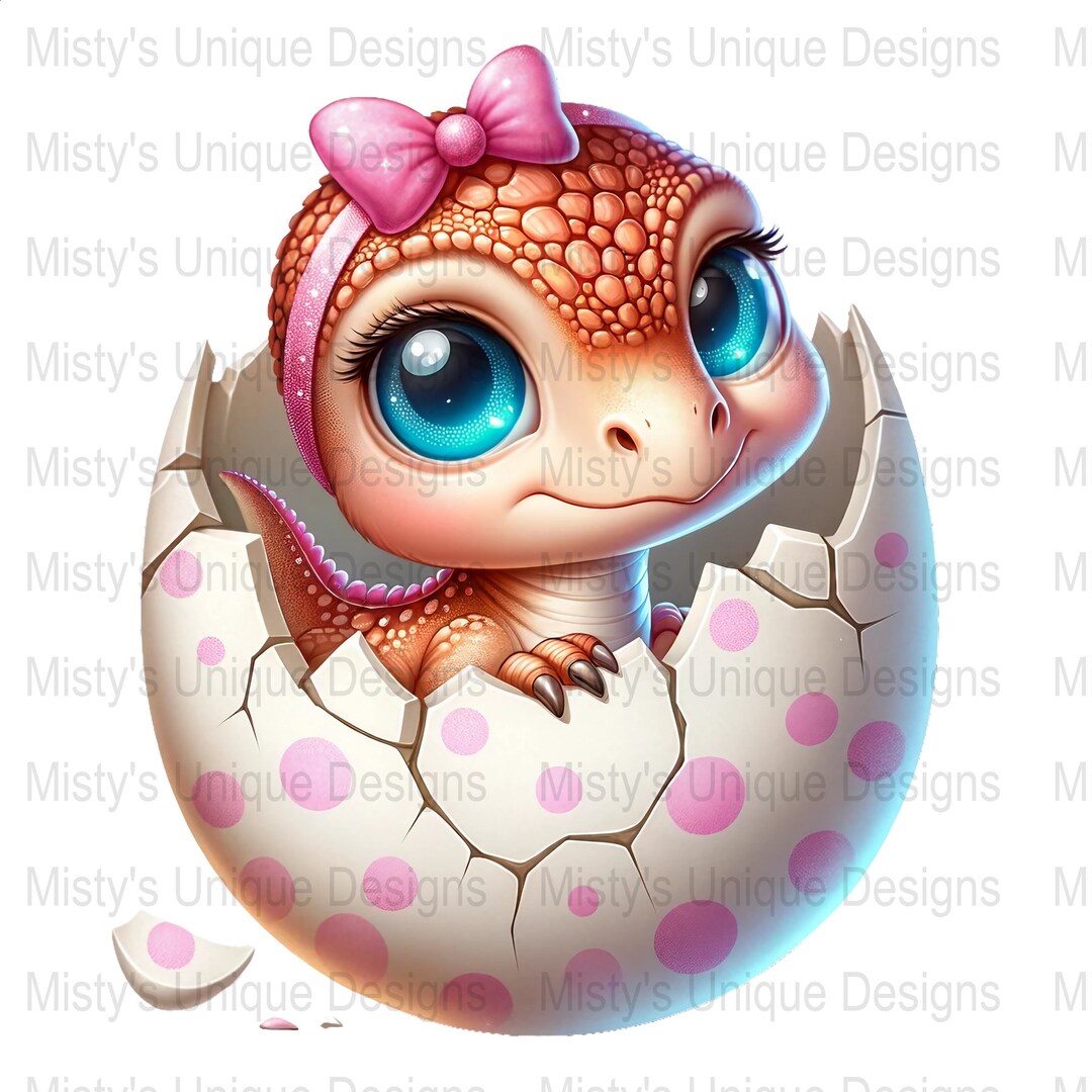 Cute Baby Dinosaur Clipart, Adorable Pink Bow Dino Download, Nursery ...