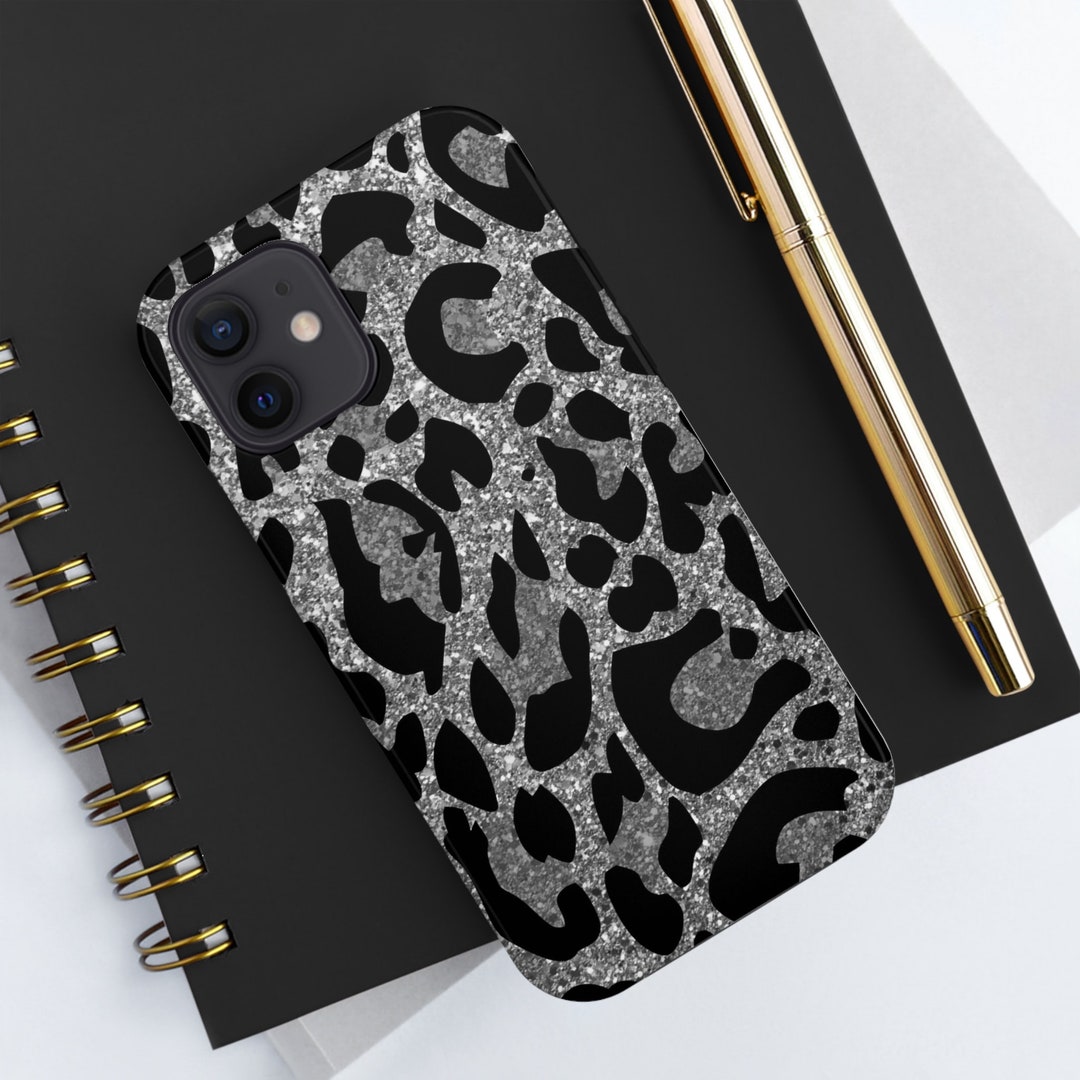 Silver and Black Leopard Design Tough Phone Case Compatible With a ...