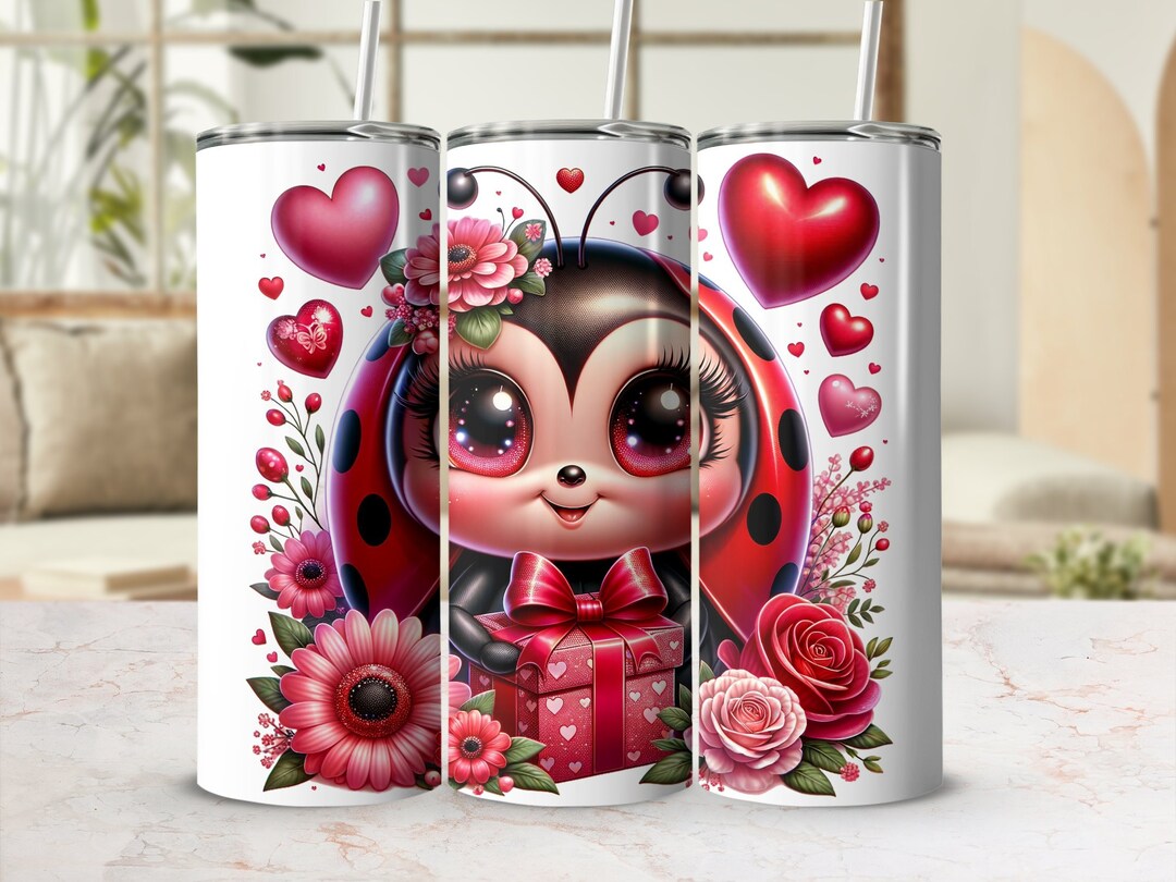 Cute Ladybug Character Tumbler, Love Themed Insulated Drinkware, Gift ...