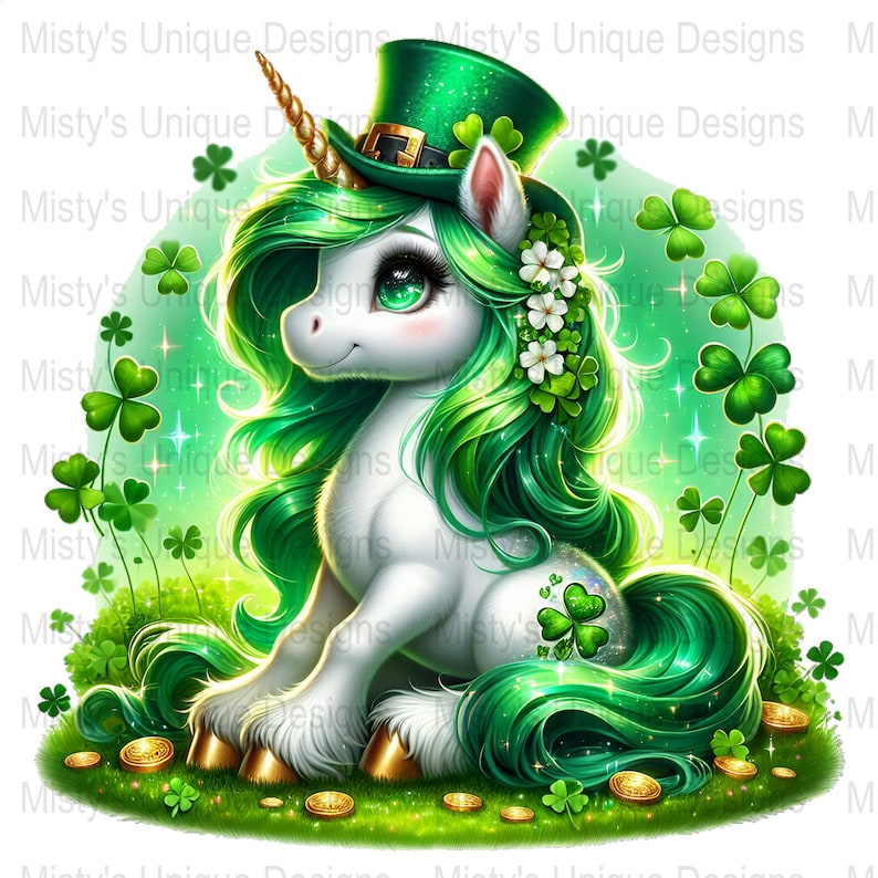 St. Patrick's Day Unicorn Clipart, Digital Download, Lucky Green ...