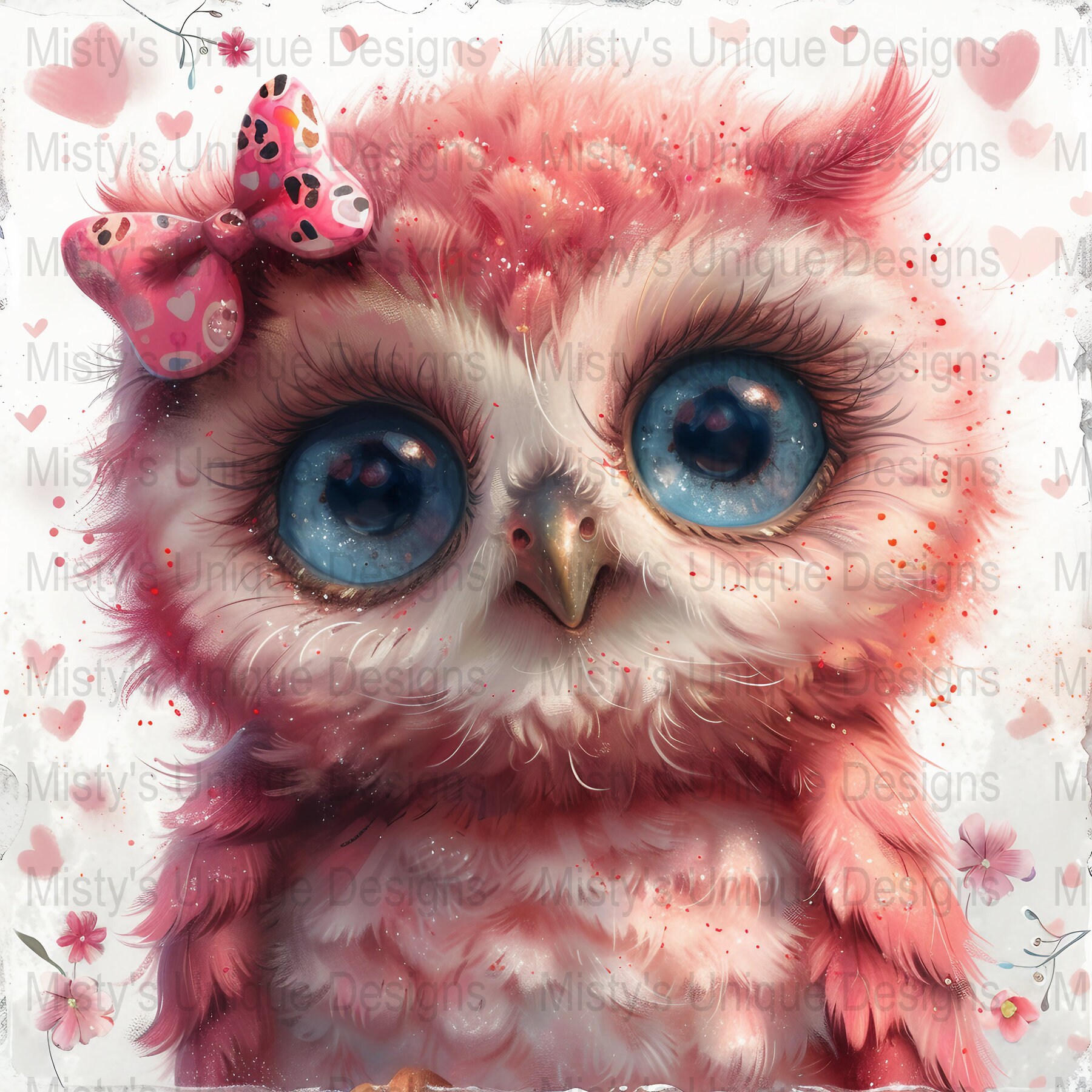 Cute Pink Owl Digital Paper, Printable PNG Download, Whimsical Animal ...