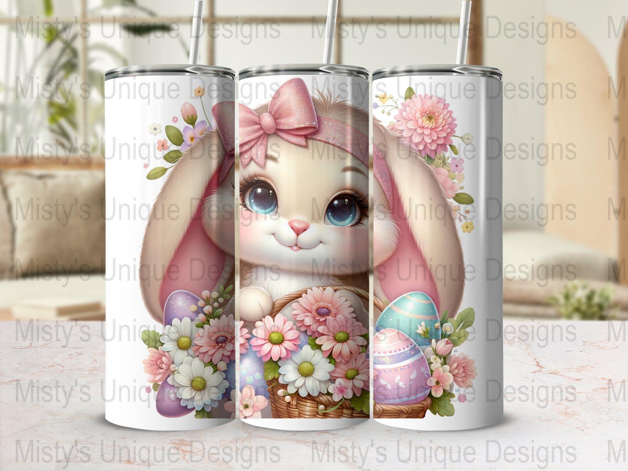 Cute Easter Bunny Clipart, Digital Download, Spring Flowers and Eggs ...