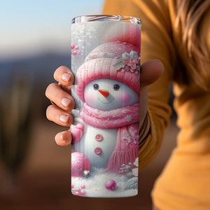 Pink Floral Winter Snowman Digital Paper, Cute Christmas Trees and ...