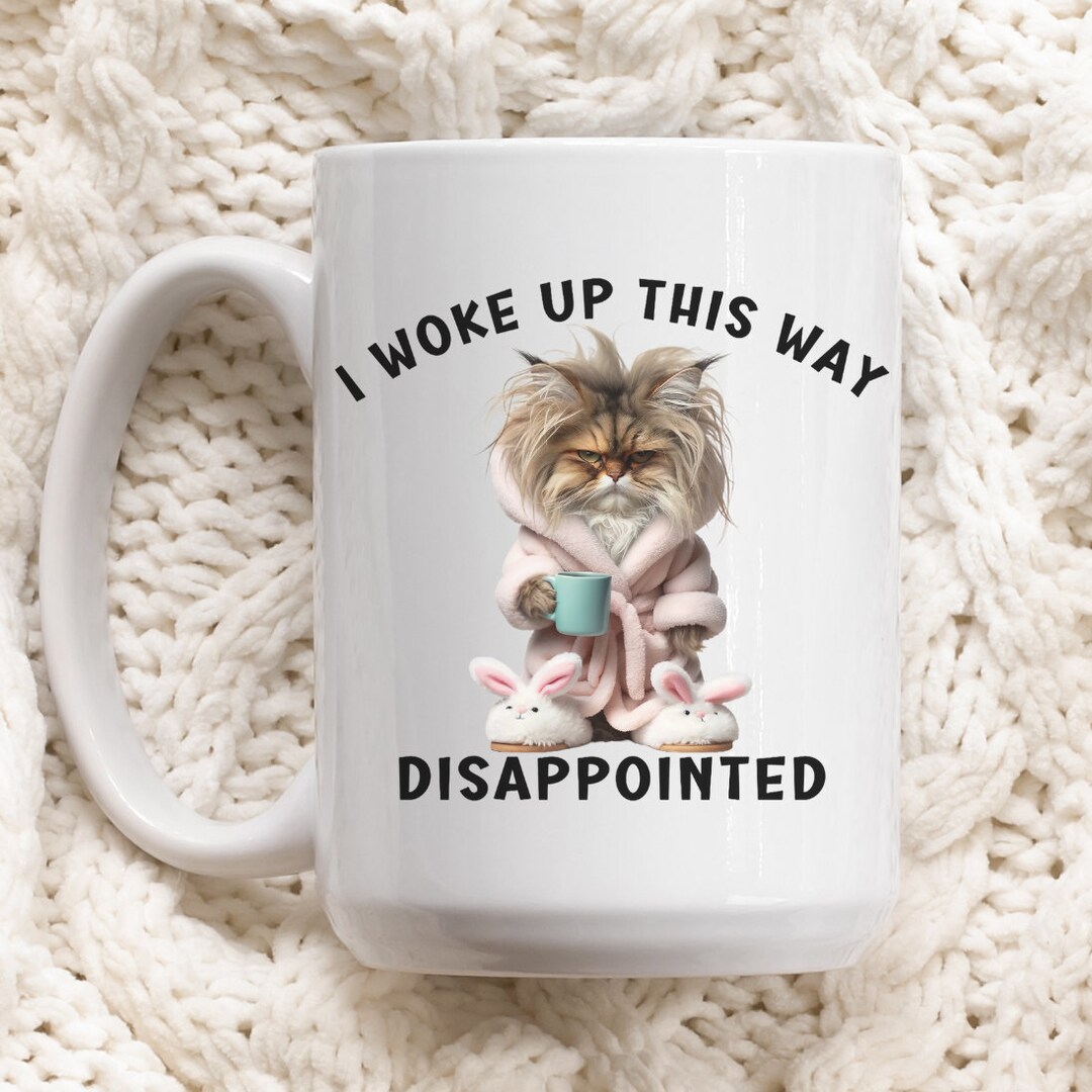 Funny Cat Coffee Mug, Grumpy Cat in Robe, Novelty Gift 15oz - Etsy