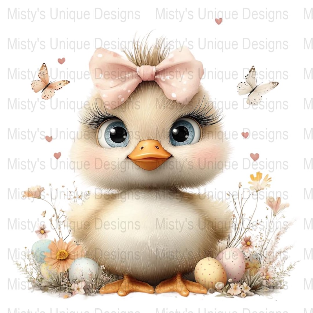 Cute Baby Duck Clipart, Spring Easter Chick PNG, Nursery Wall Art ...