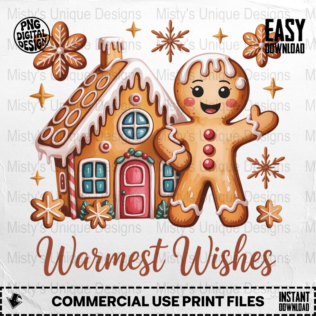Gingerbread House Digital Download, Christmas Clipart PNG, Holiday Card ...