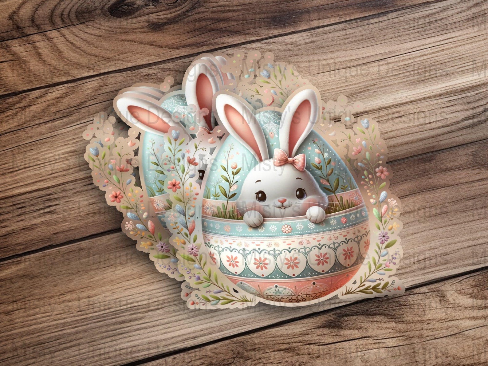 Easter Bunny Clipart PNG, Cute Rabbit Digital Download, Spring Floral ...