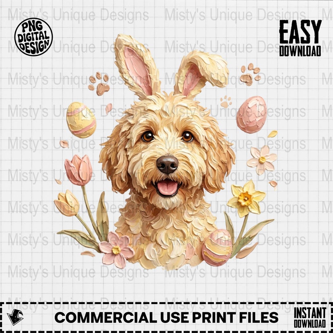 Easter Dog Digital Download Clipart PNG, Bunny Ears Puppy Easter Eggs ...