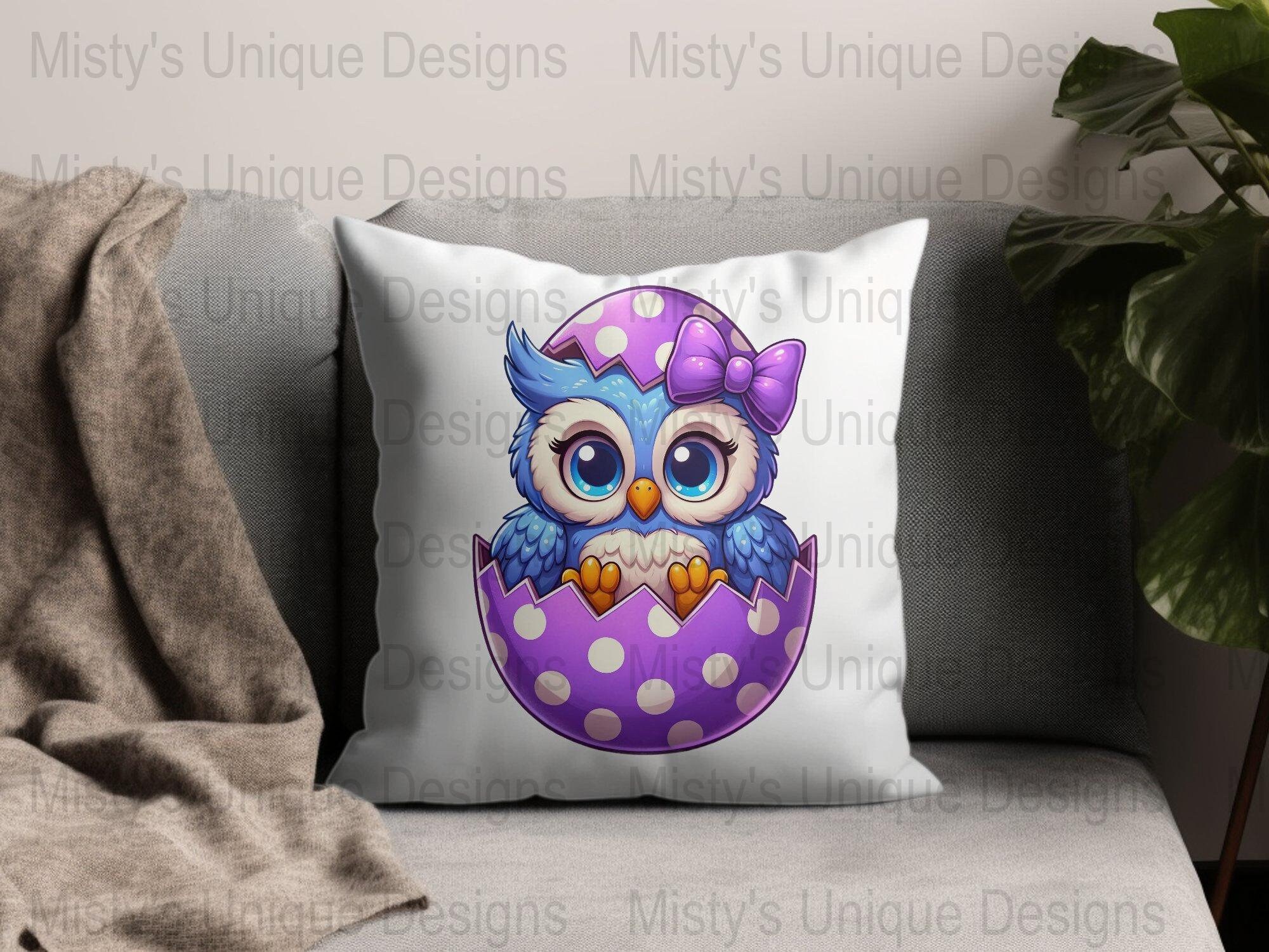 Cute Easter Owl Clipart, Digital Download, Purple Eggshell Cartoon Owl ...