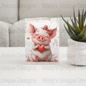 Adorable Piglet Digital Paper, Cute Pig With Heart Illustration PNG ...