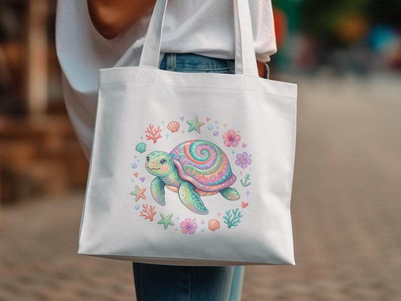 Pastel Sea Turtle Clipart PNG | Ocean Animal Digital Download (nursery ...