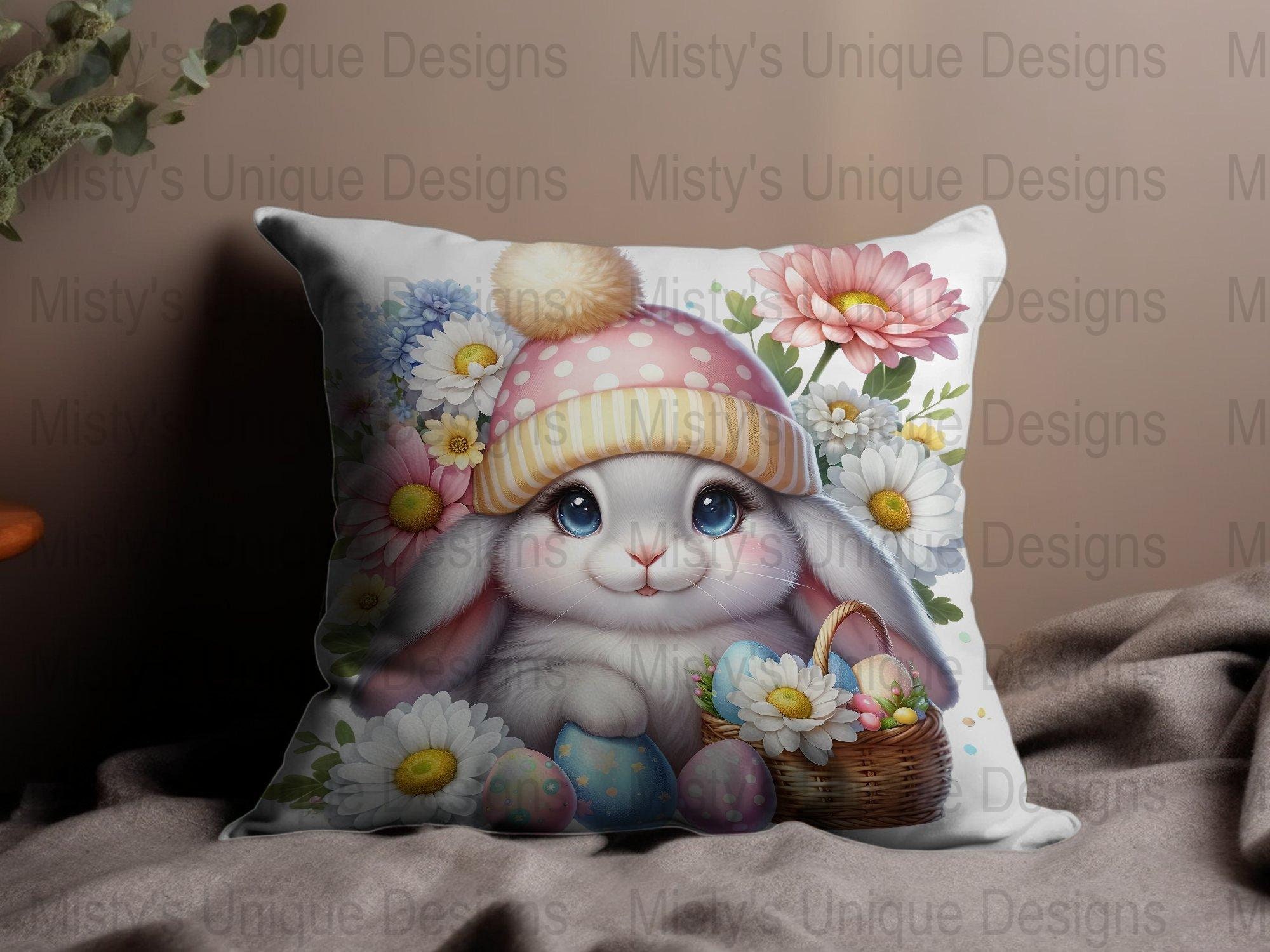 Easter Bunny Clipart, Cute Rabbit Digital Download, Pastel Easter Eggs ...