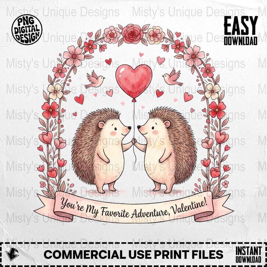 Valentine Hedgehogs Digital Download Clipart PNG, Cute Couple, Love ...