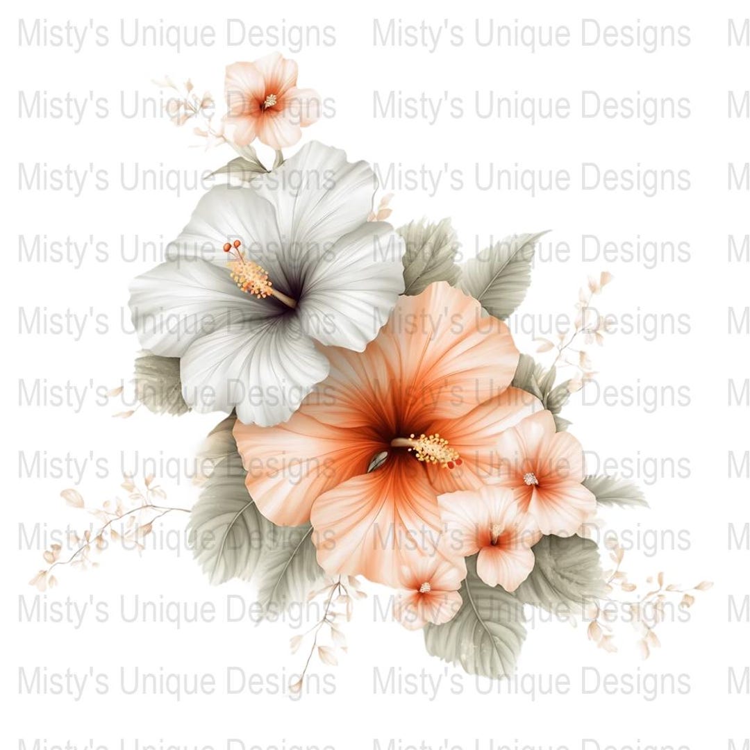 Hibiscus Flower Clipart, Tropical Floral PNG (digital Download) - Etsy