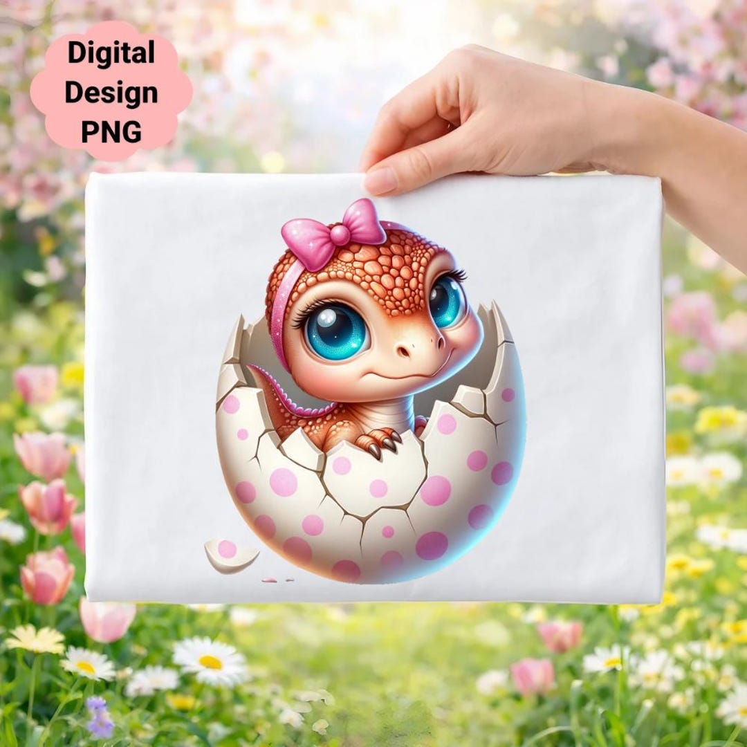Baby Dinosaur Clipart, Pink Bow Dino, Nursery Art (PNG) - Etsy