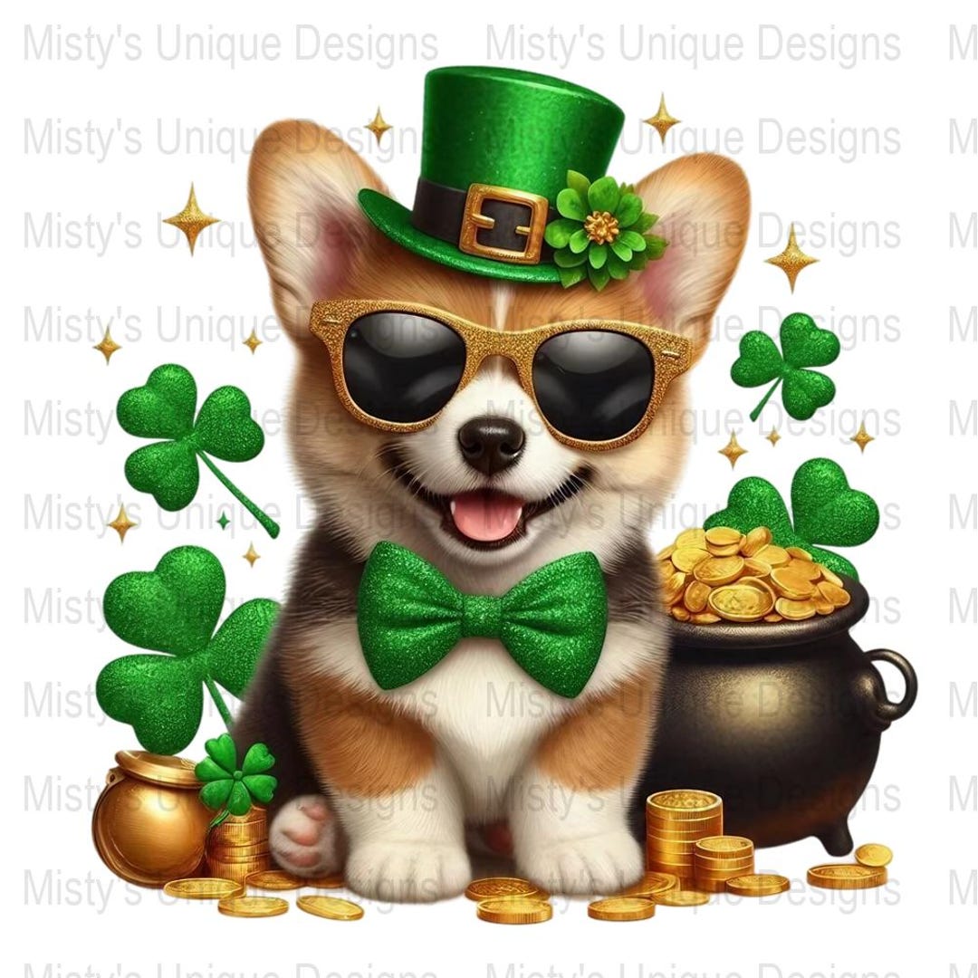 St Patricks Day Corgi Clipart, Leprechaun Dog PNG (digital Download) - Etsy