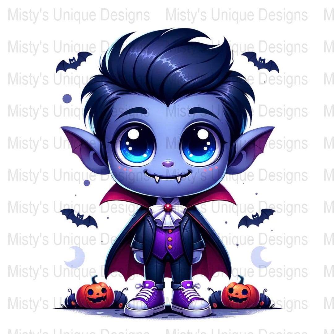 Cute Vampire Halloween Clipart, Digital Download, PNG File, Kawaii ...