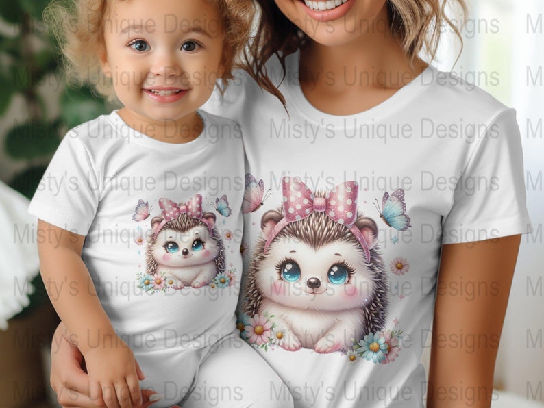 Cute Hedgehog Clipart, Digital Download, Pink Bow, Flowers, Butterflies ...