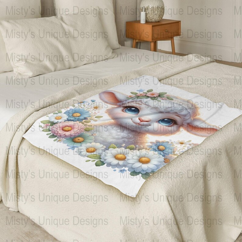 Cute Lamb Clipart, Floral Sheep PNG, Digital Download, Kids Room Decor ...