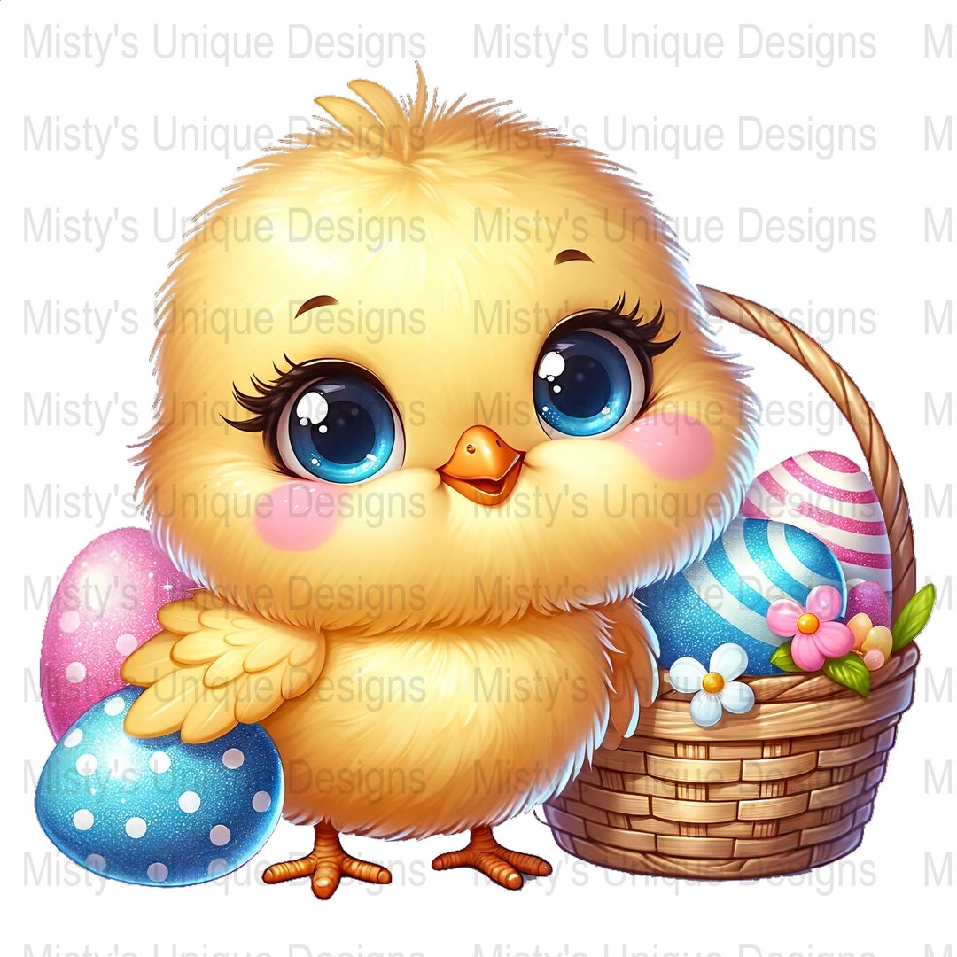 Cute Easter Chick Digital Clipart, Spring Chick PNG, Baby Chick With ...