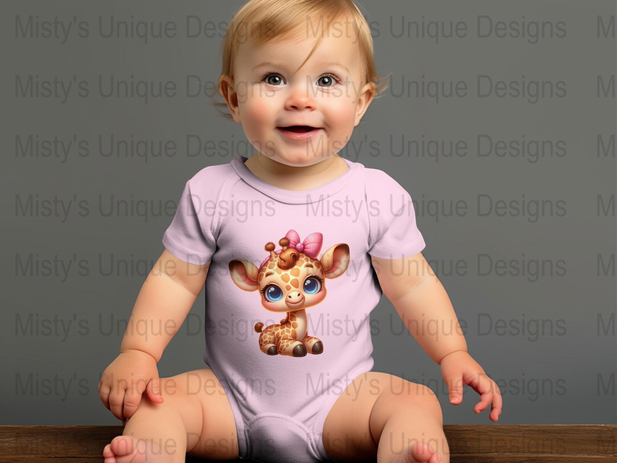 Giraffe Clipart, Adorable Animal PNG, Pink Bow, Baby Shower Decor ...