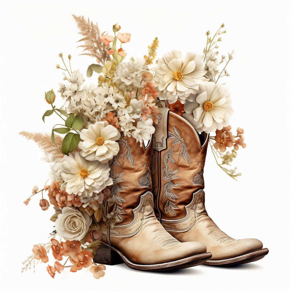 Floral Western Cowboy Boots Digital Paper (PNG) - Etsy