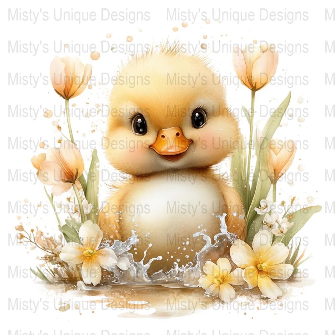 Cute Duck Clipart, Spring Baby Duck Digital Download, Easter Duckling ...
